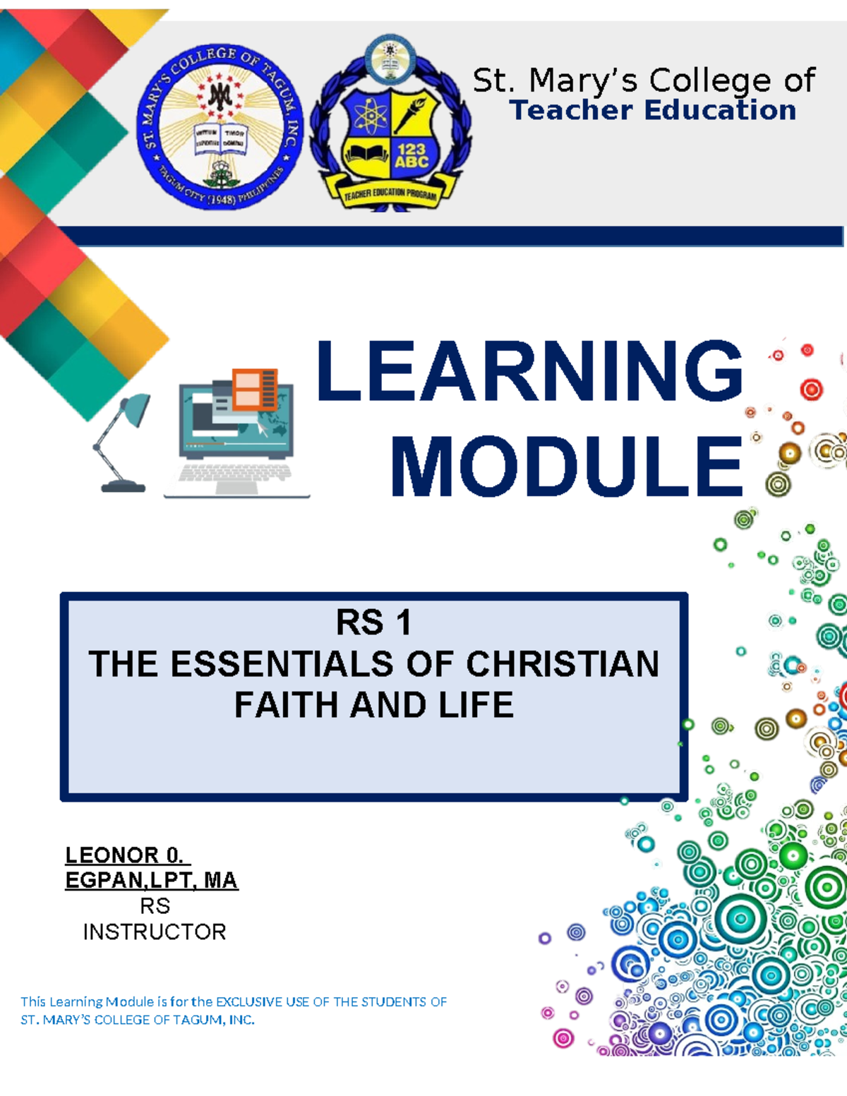 RS 1Module 3Lesson 3 Gods Covenant - RS 1 THE ESSENTIALS OF CHRISTIAN ...