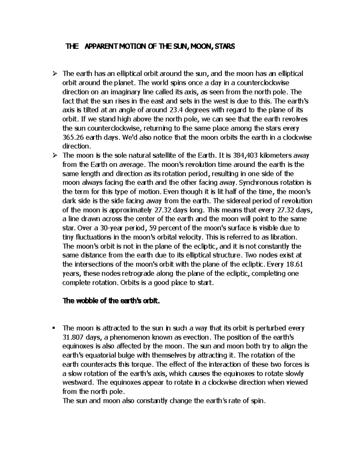 THE Apparent Motion OF THE SUN MOON Stars - THE APPARENT MOTION OF THE ...