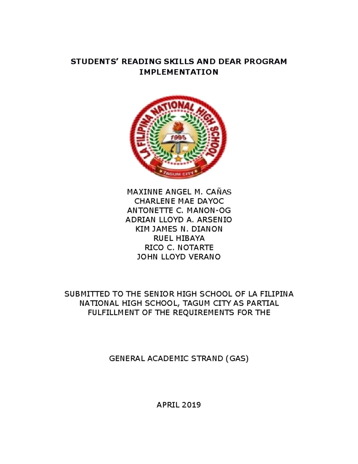 Students Reading Skills and DEAR Program Implementation - STUDENTS ...