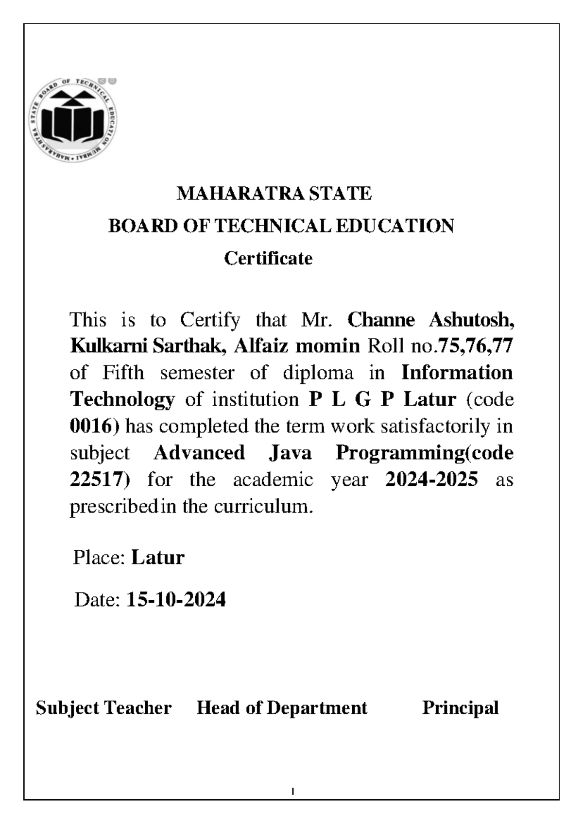 Advance java microproject part A and B 1 - MAHARATRA STATE BOARD OF ...