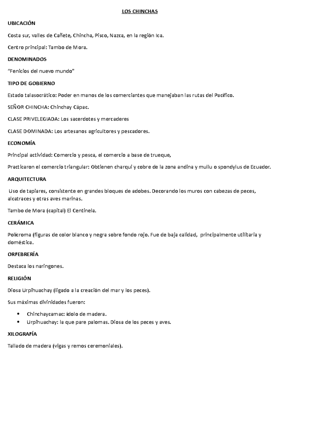 Setiembre 2 -LOS Chinchas - LOS CHINCHAS UBICACIÓN Costa sur, valles de ...