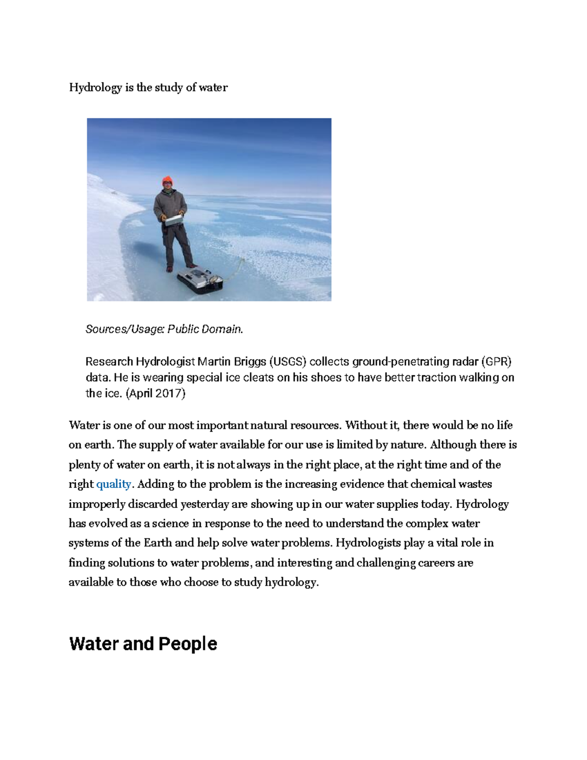 Hydrology 2 - notes - Hydrology is the study of water Sources/Usage ...