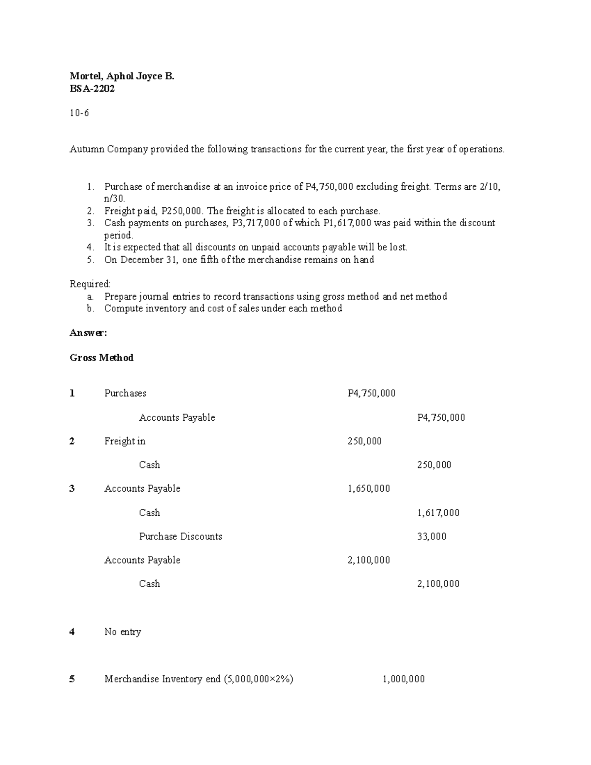 Pdfcoffee - Problem Solving - Mortel, Aphol Joyce B. BSA- 10- Autumn ...