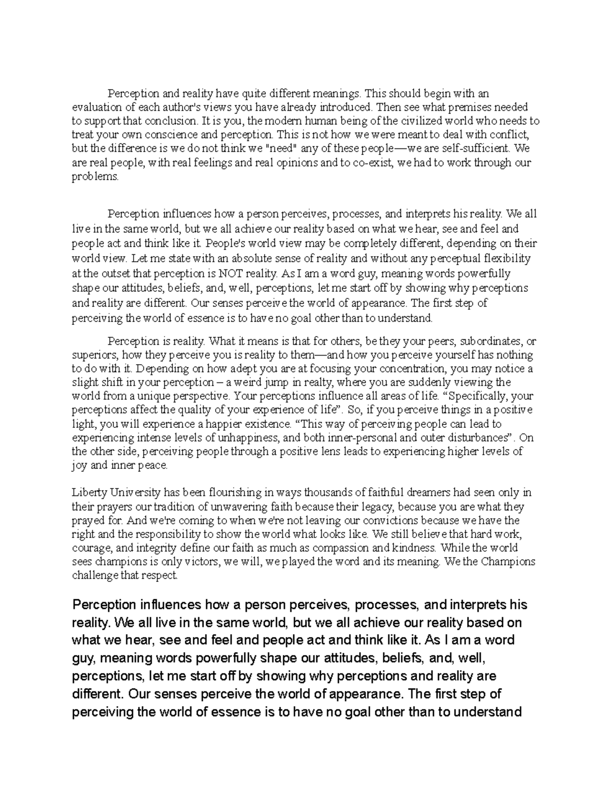 Perception and reality have quite different meanings - This should ...