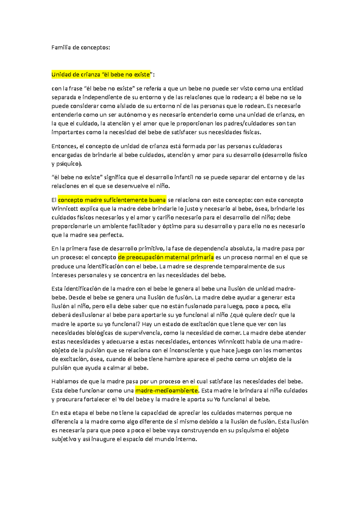 Familia de conceptos. resumen - Familia de conceptos: Unidad de crianza ...