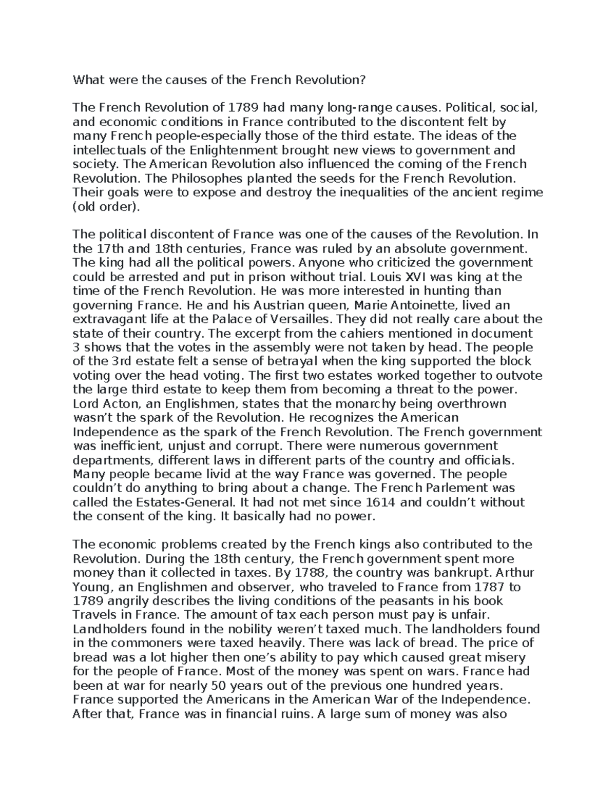 What were the causes of the French Revolution - Political, social, and ...