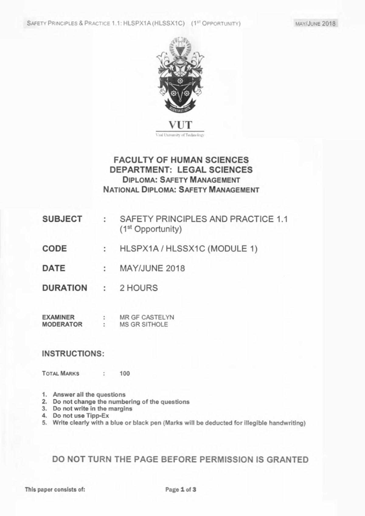 Safety Principles and Practice 1.1 Hlspx 1A June 2018 - SAFETY ...