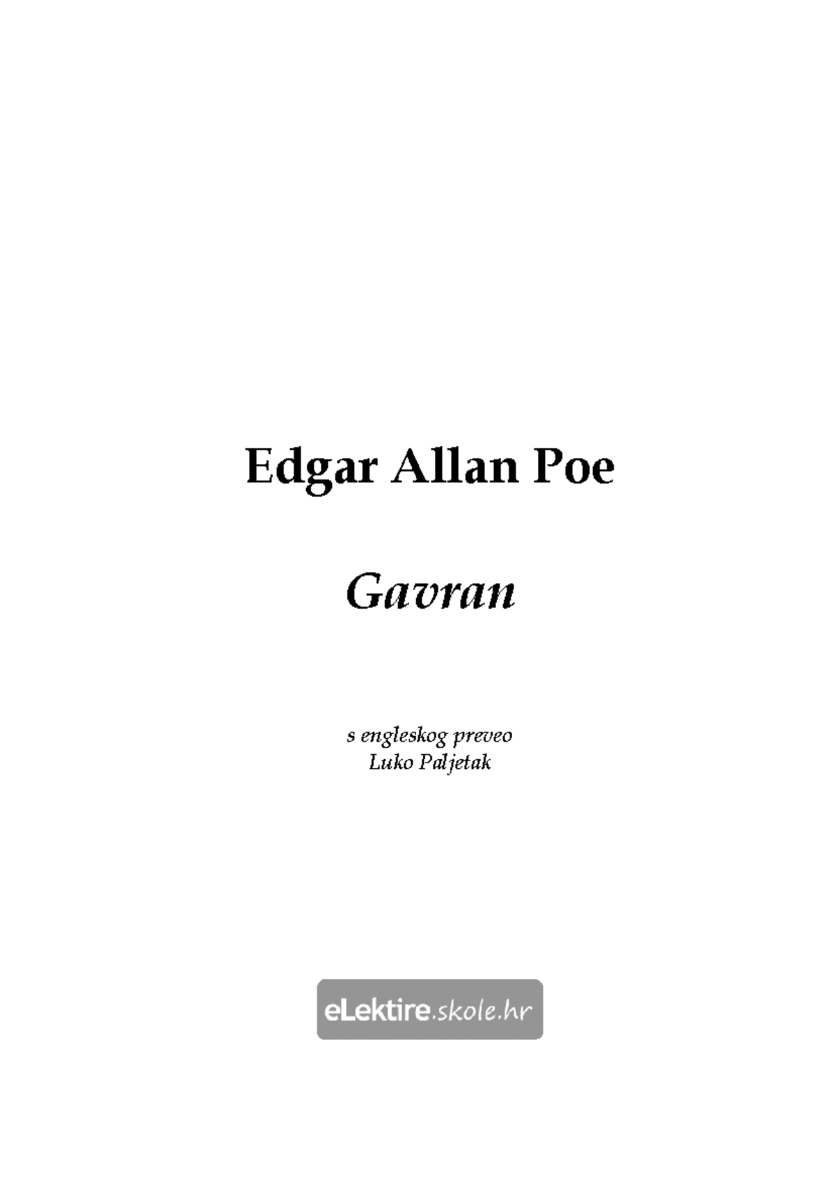 Poe gavran - Good book for students - Edgar Allan Poe Gavran s ...