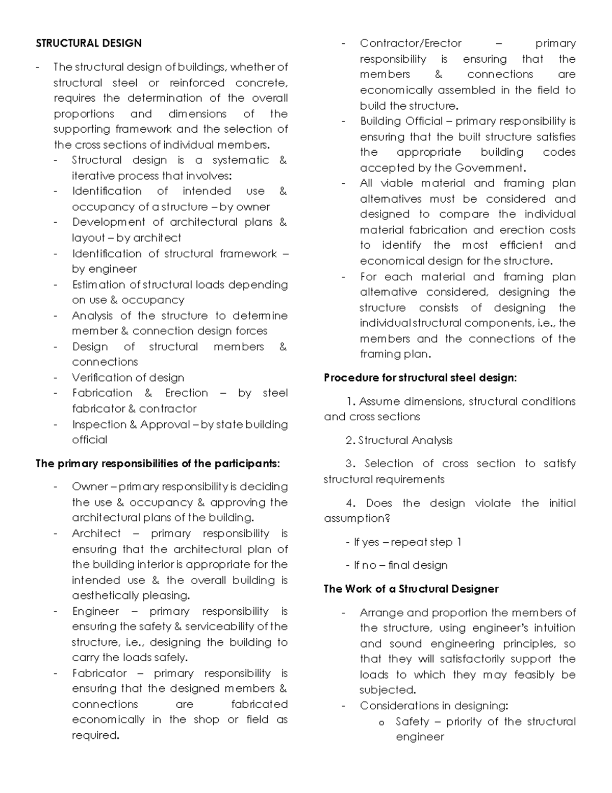 Steel-Reviewer - reviewer - STRUCTURAL DESIGN The structural design of ...
