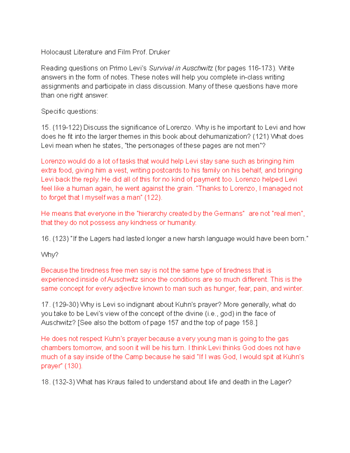 IDSa33- Survival in Auschwitz pg 116-173 - Holocaust Literature and ...