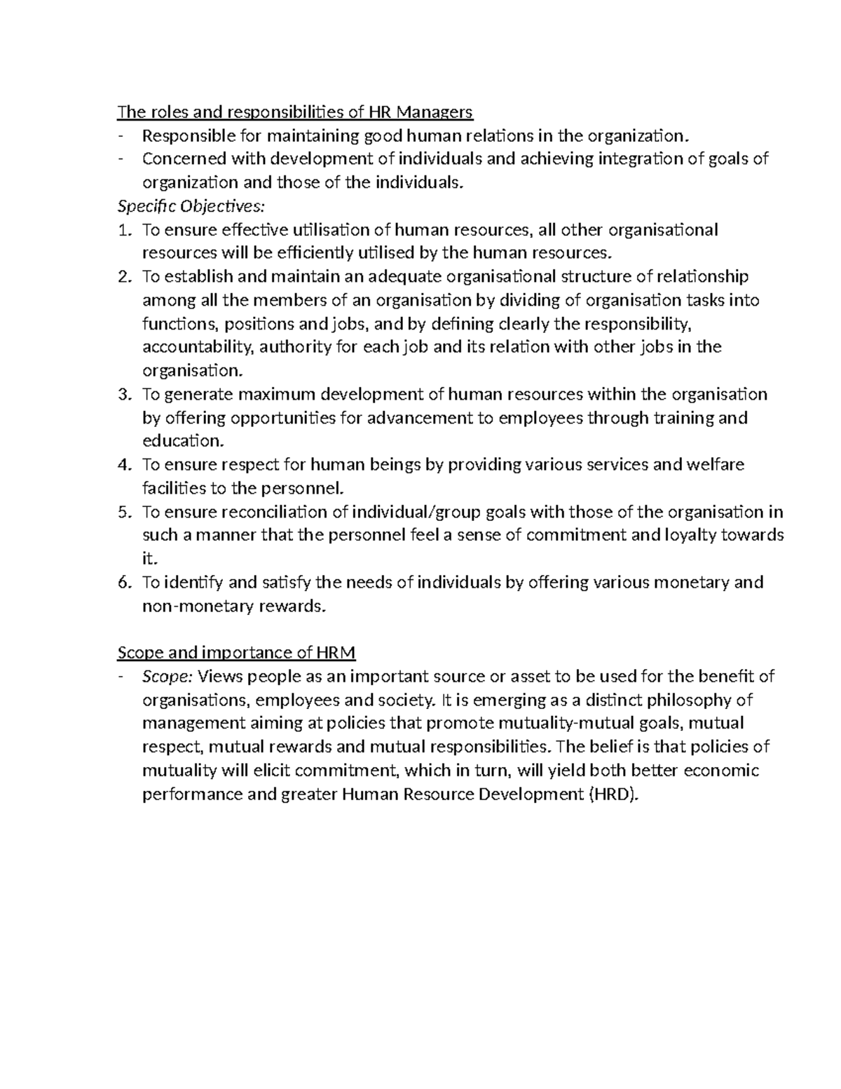 HRM report code - The roles and responsibilities of HR Managers ...