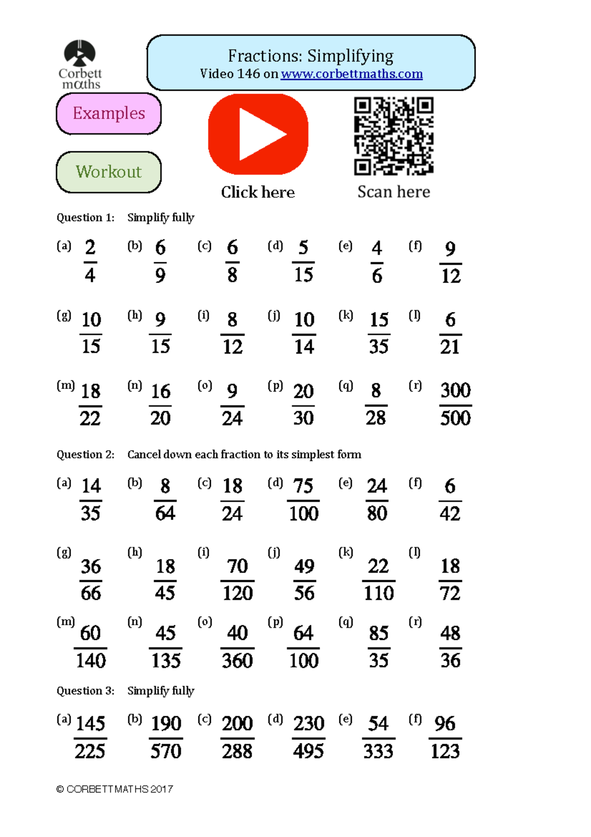 Simplifying-fractions-pdf1 - ! Fractions: Simplifying Video 146 on ...