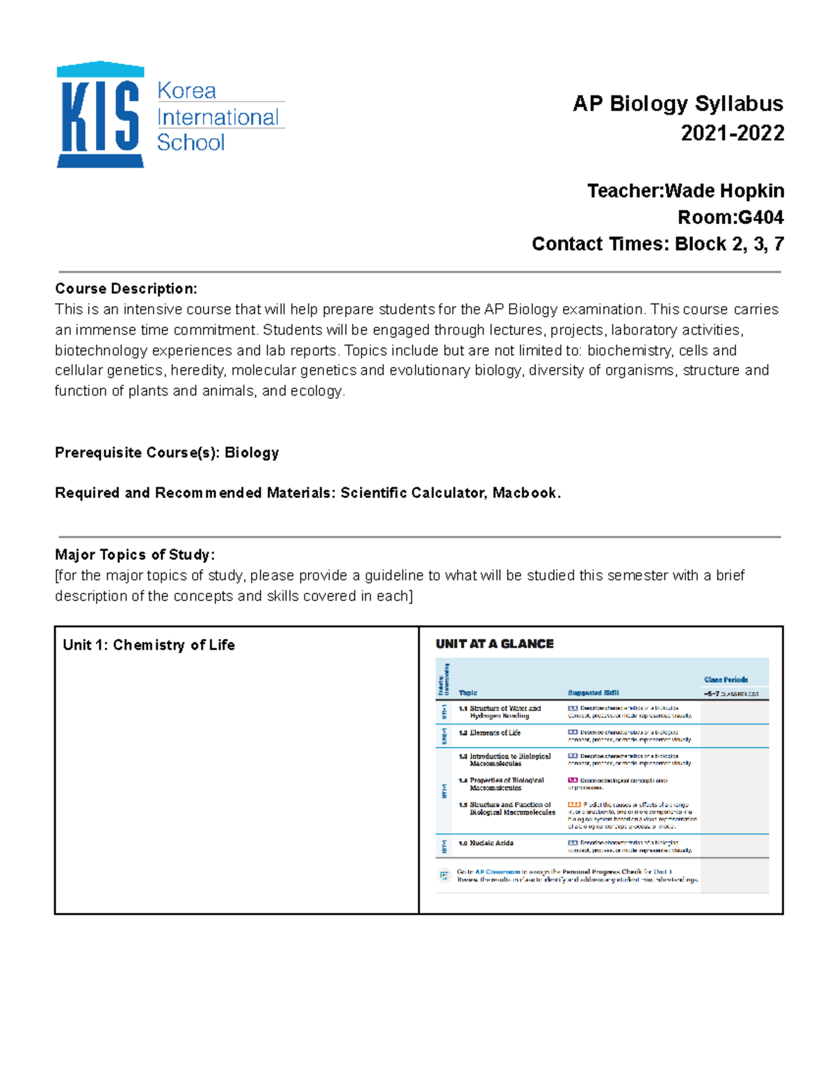 AP+Biology+KIS+HS+Course+Syllabus+2021-2022, schedule for ap bio - AP ...
