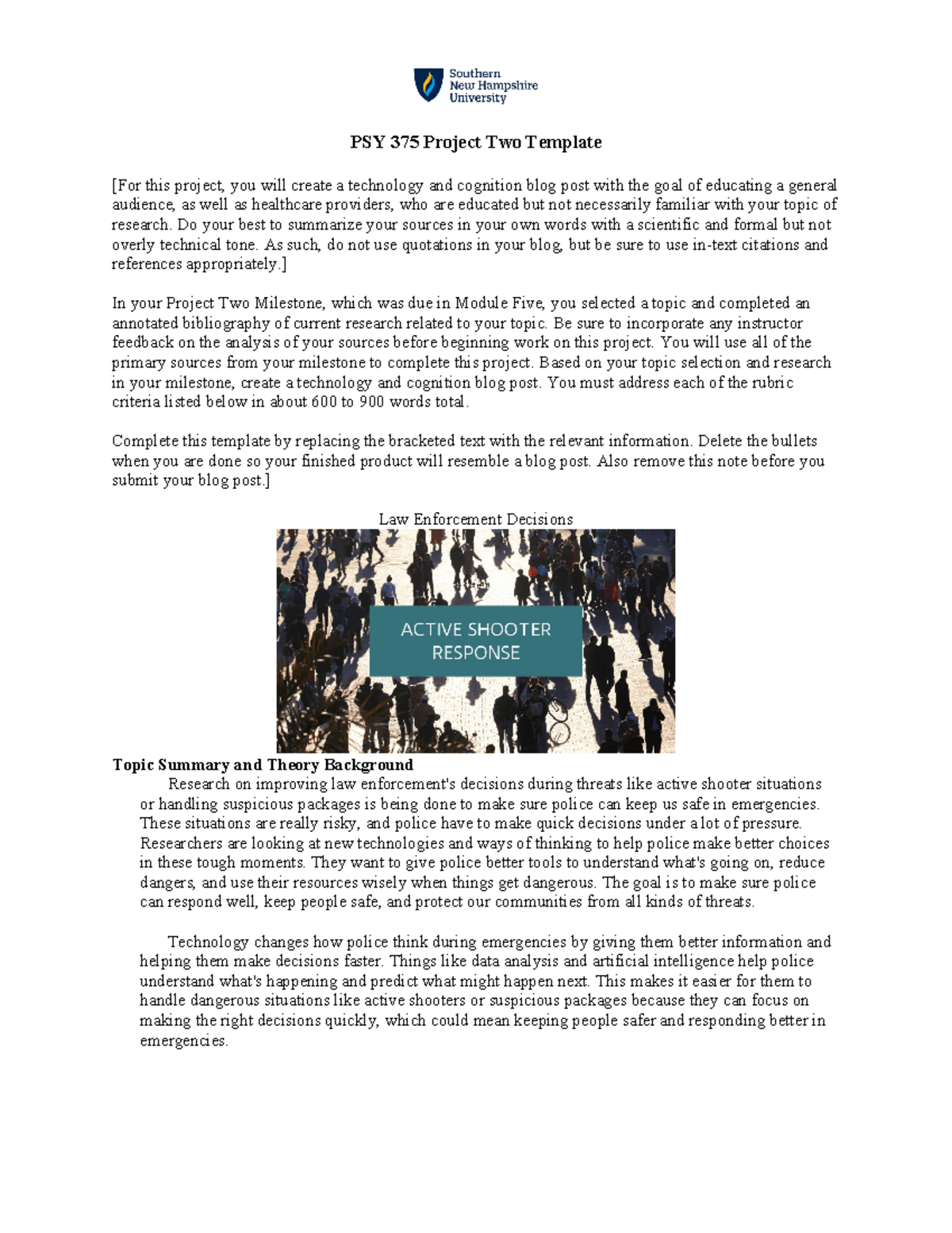 PSY 375 Project Two Template - PSY 375 Project Two Template [For this ...