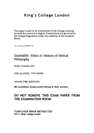 W6 Tutorial Handout - Reason and Passion - 5AANA Ethics II: History of ...