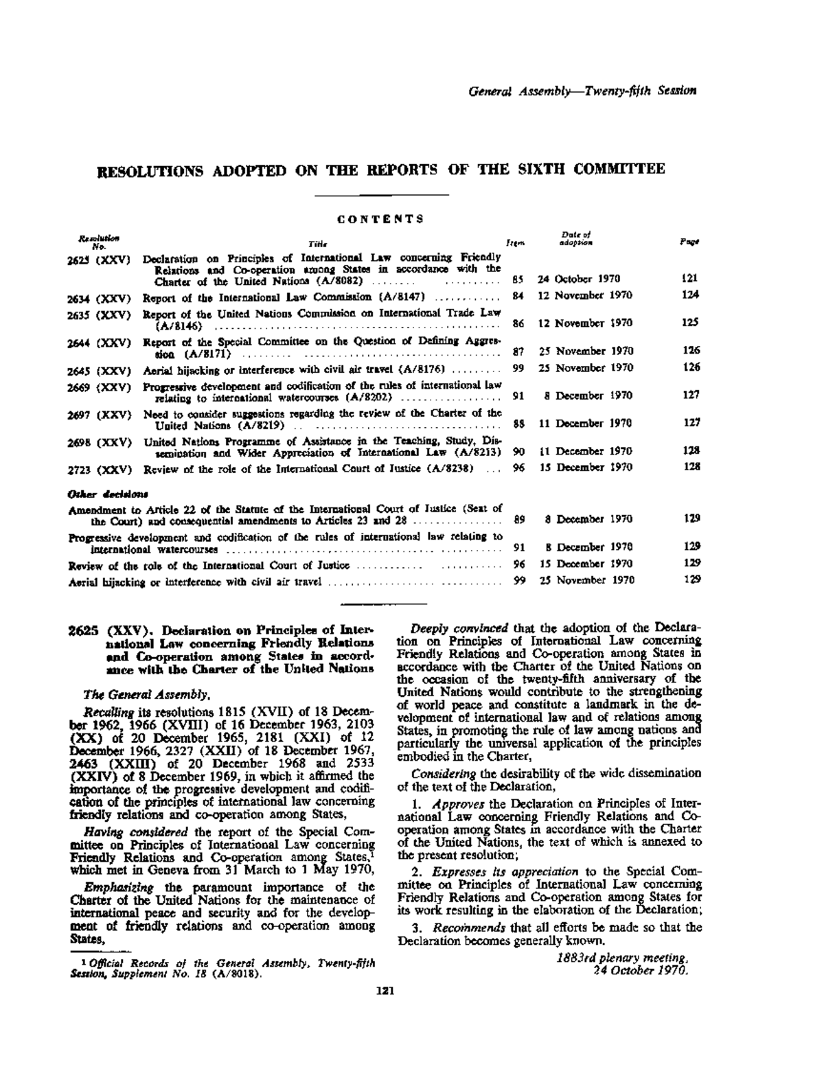 UN Gen RES 2625(XXV) On Friendly Relations and Cooperation between ...