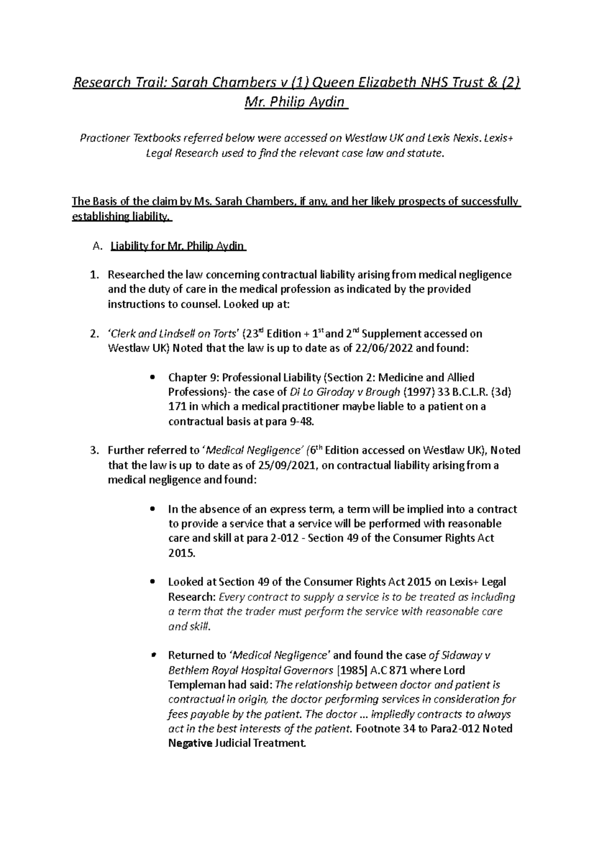 Research Trail (Sarah Chambers) - Philip Aydin Practioner Textbooks ...