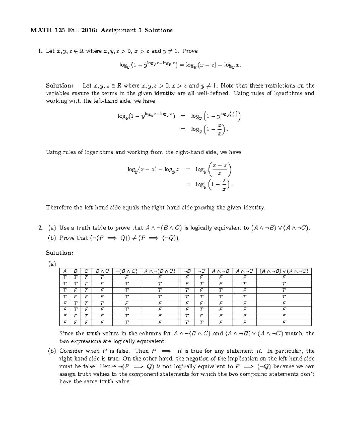 MATH135F16Assignment 01Solutions - MATH 135 Fall 2016: Assignment 1 ...