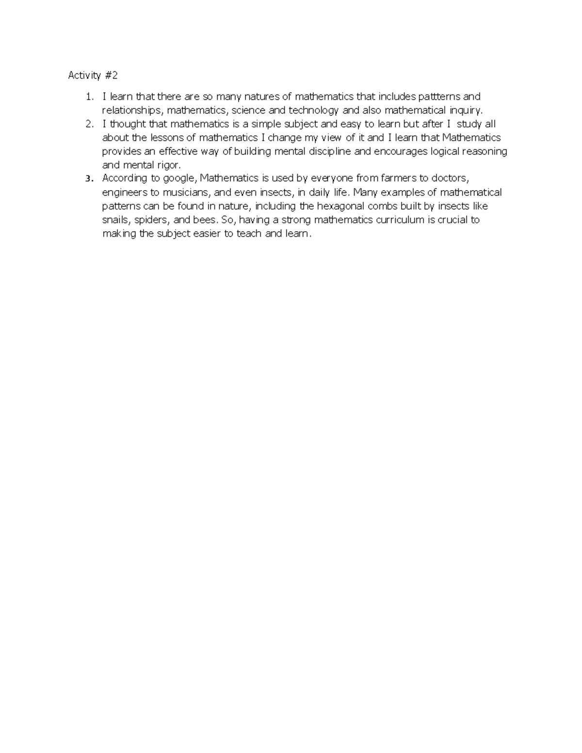 Acojedo Karyl BSTM 1 Block 3 - Activity # I learn that there are so ...