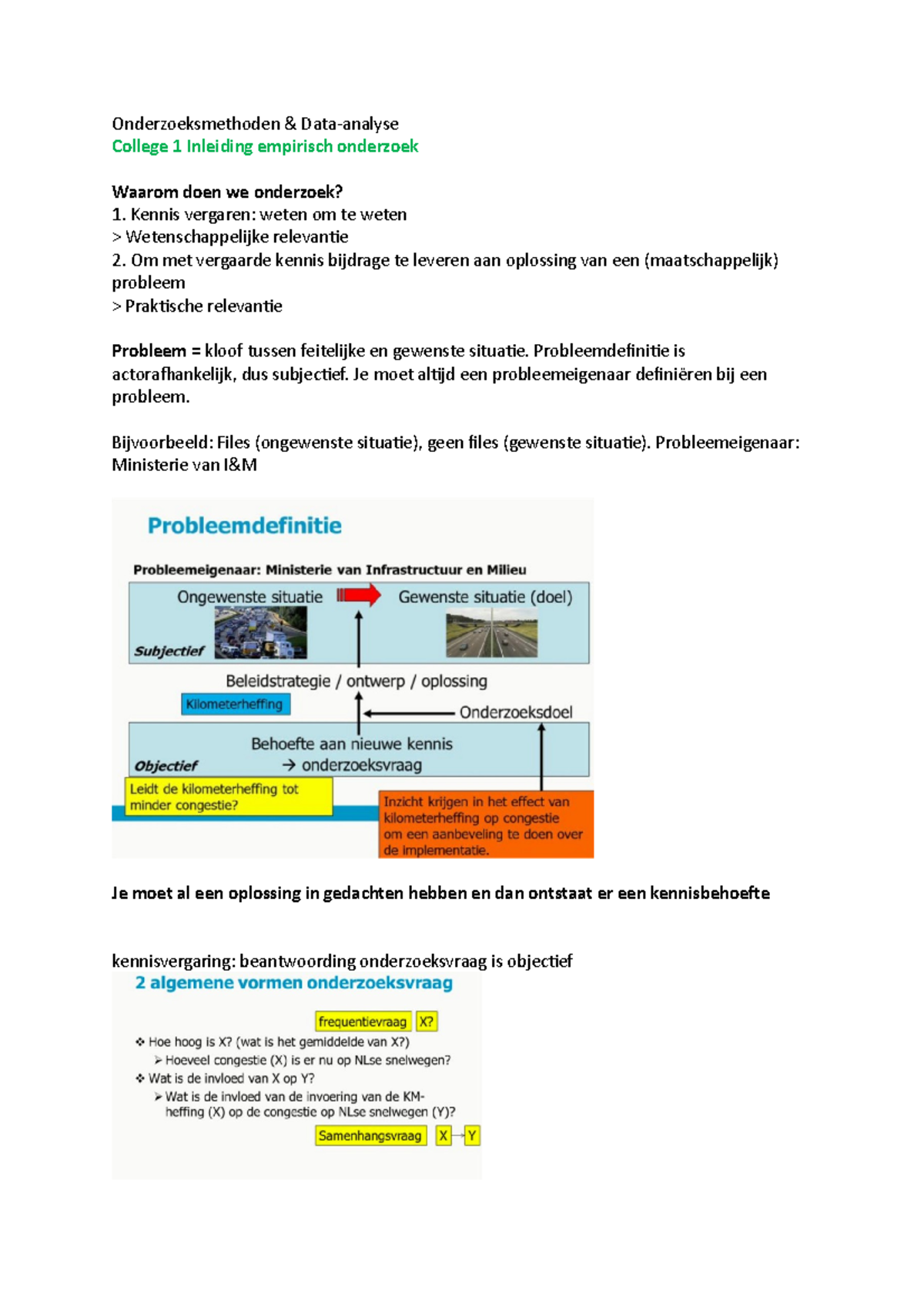 Onderzoeksmethoden en Data - Analyse - Samenvatting - college 1 - 2 ...
