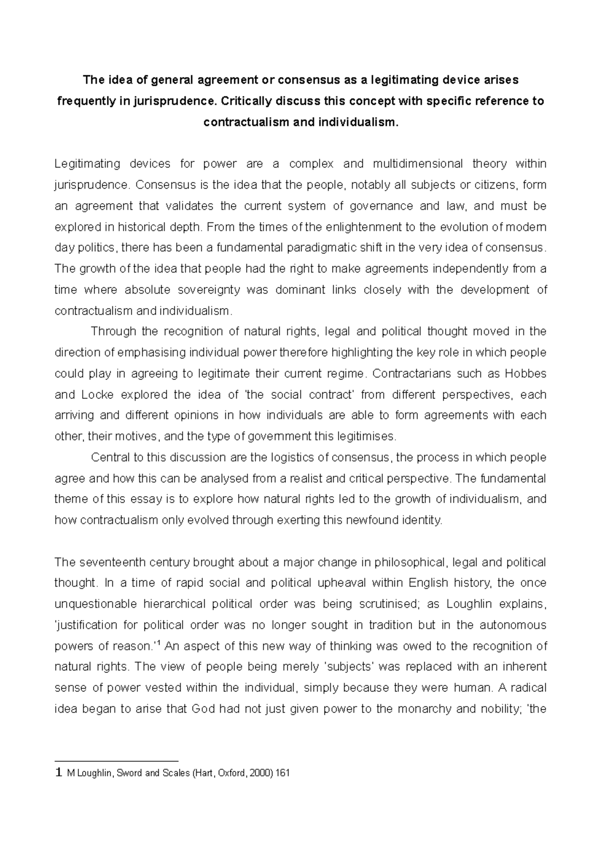 Essay "General agreement or consensus as a legitimating device" - grade ...