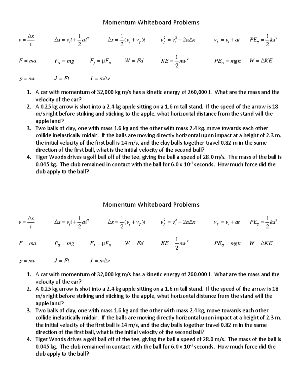Stroud, Danasia - [Template] Momentum Whiteboard Problems - Momentum ...