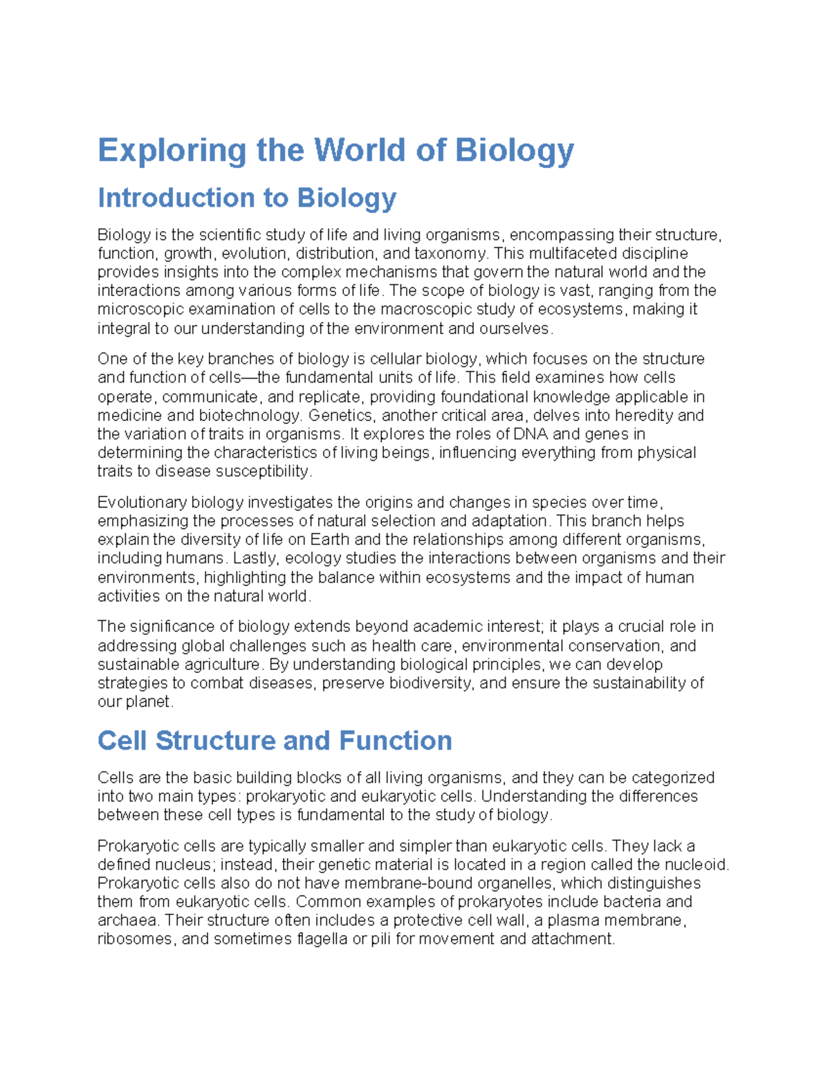 Exploring the World of Biology - Exploring the World of Biology ...