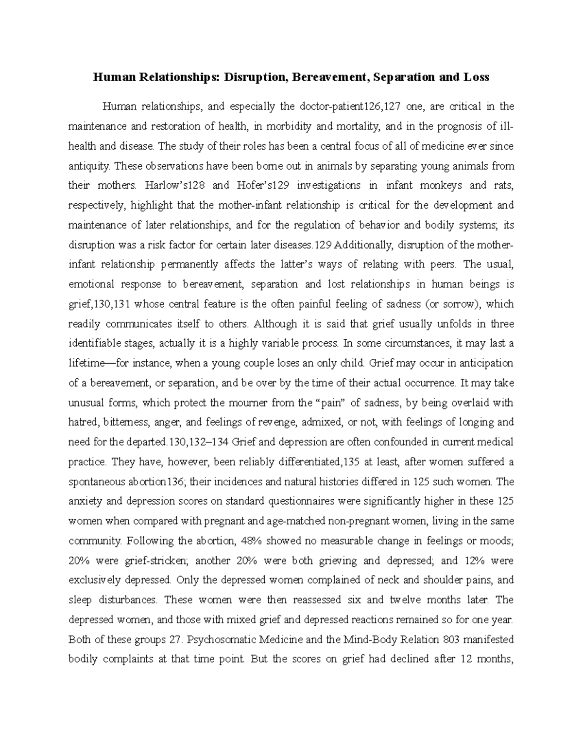 Human Relationships-Disruption, Bereavement, Separation and Loss - The ...