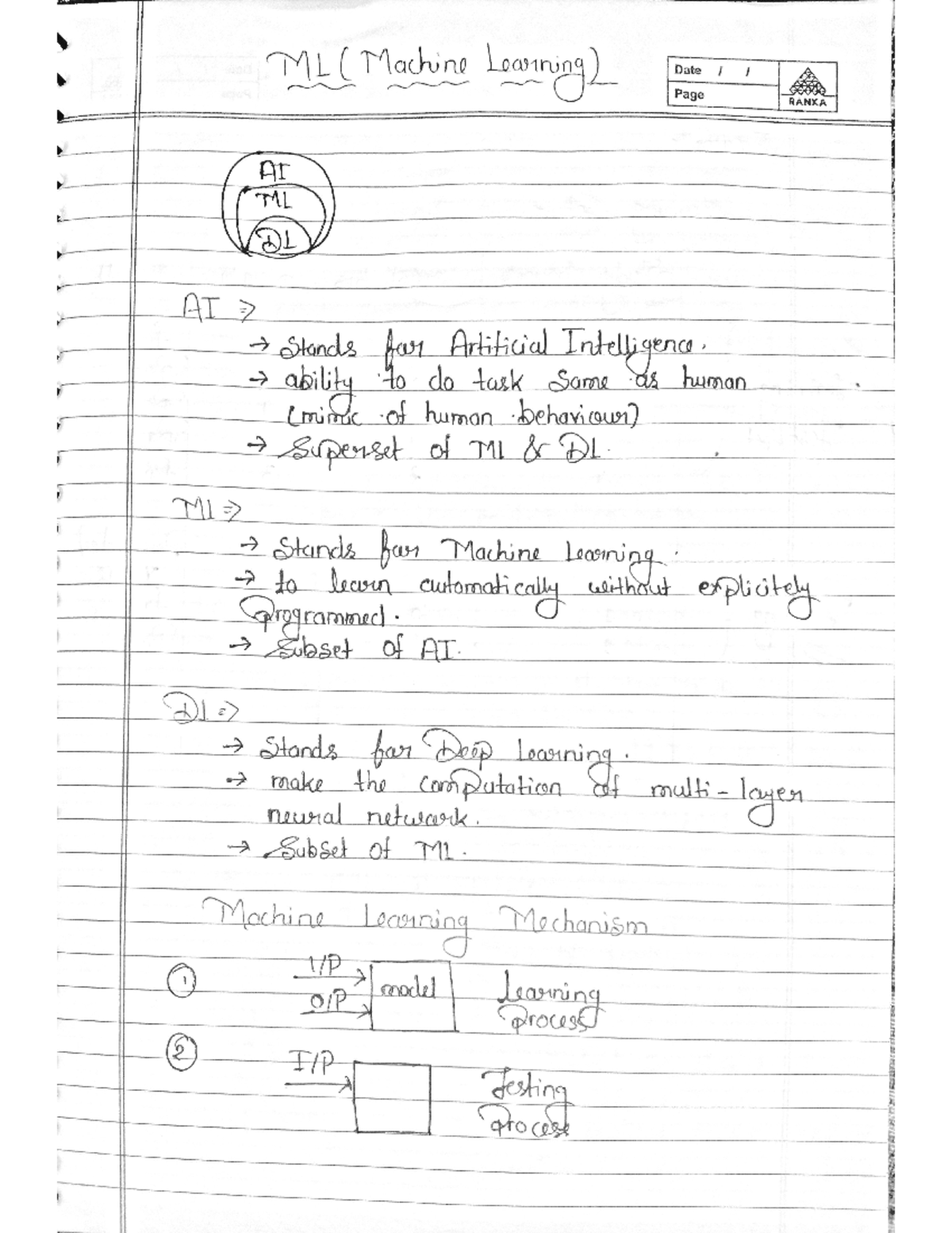 Machine learning notes - Studocu