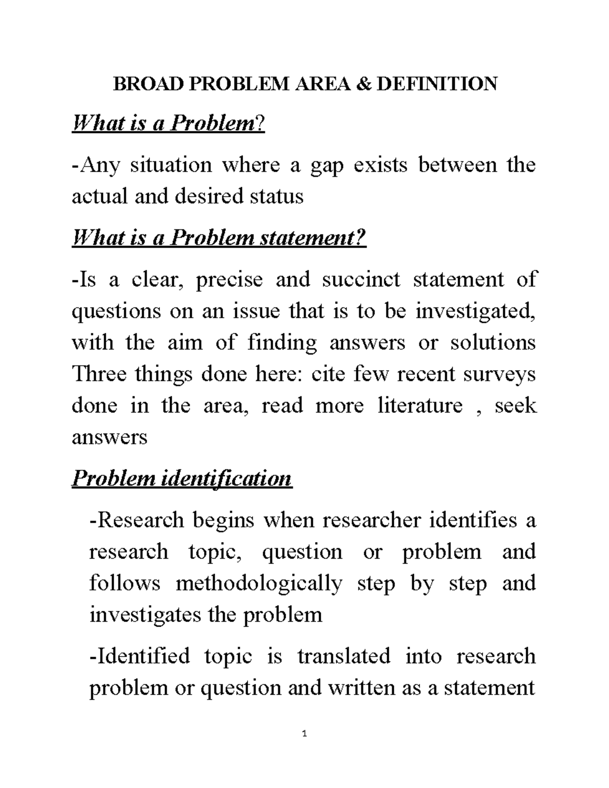 Broad Problem AREA & Definition - BROAD PROBLEM AREA & DEFINITION What ...