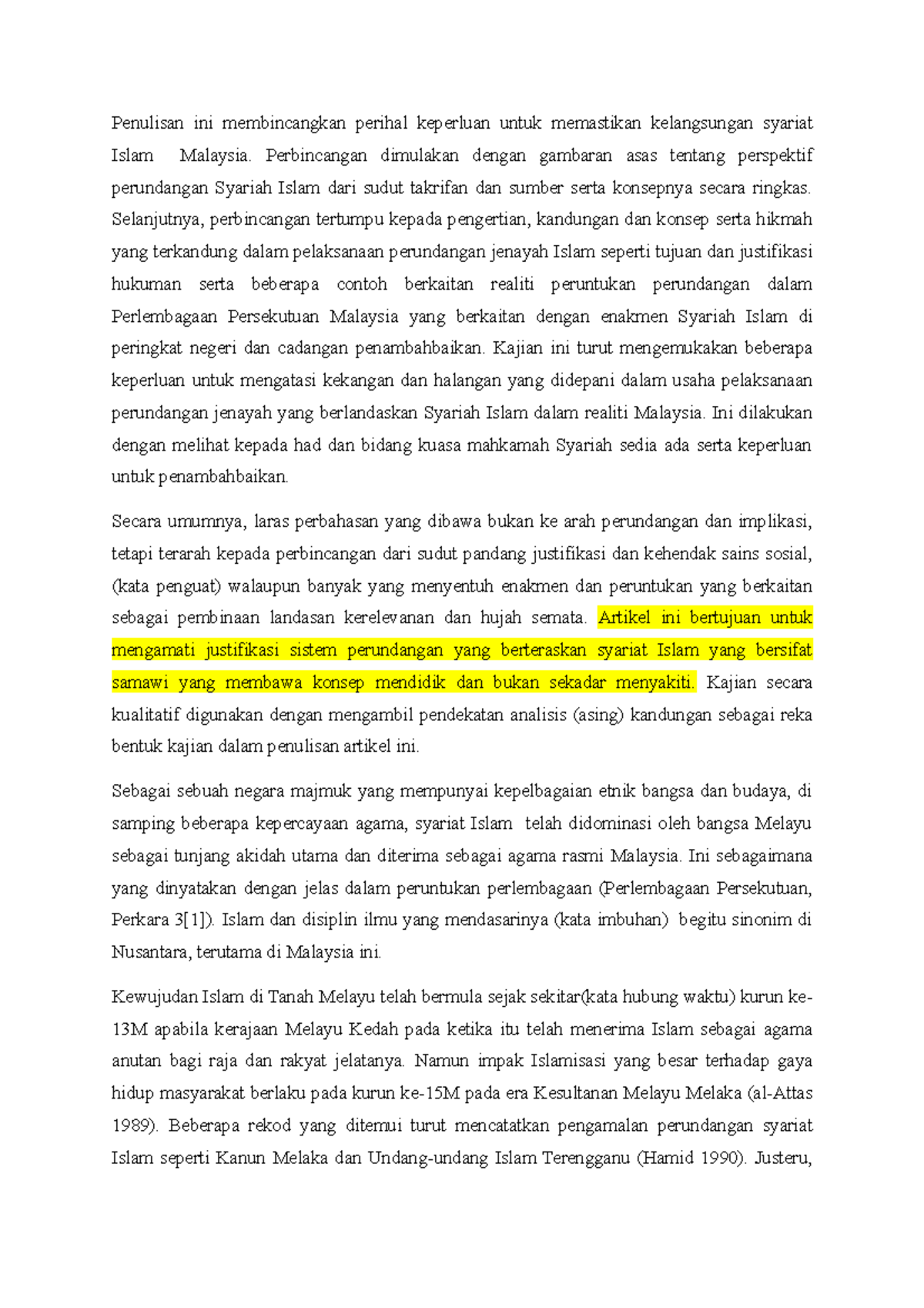 Artikel Assignment 1 - Penulisan ini membincangkan perihal keperluan ...