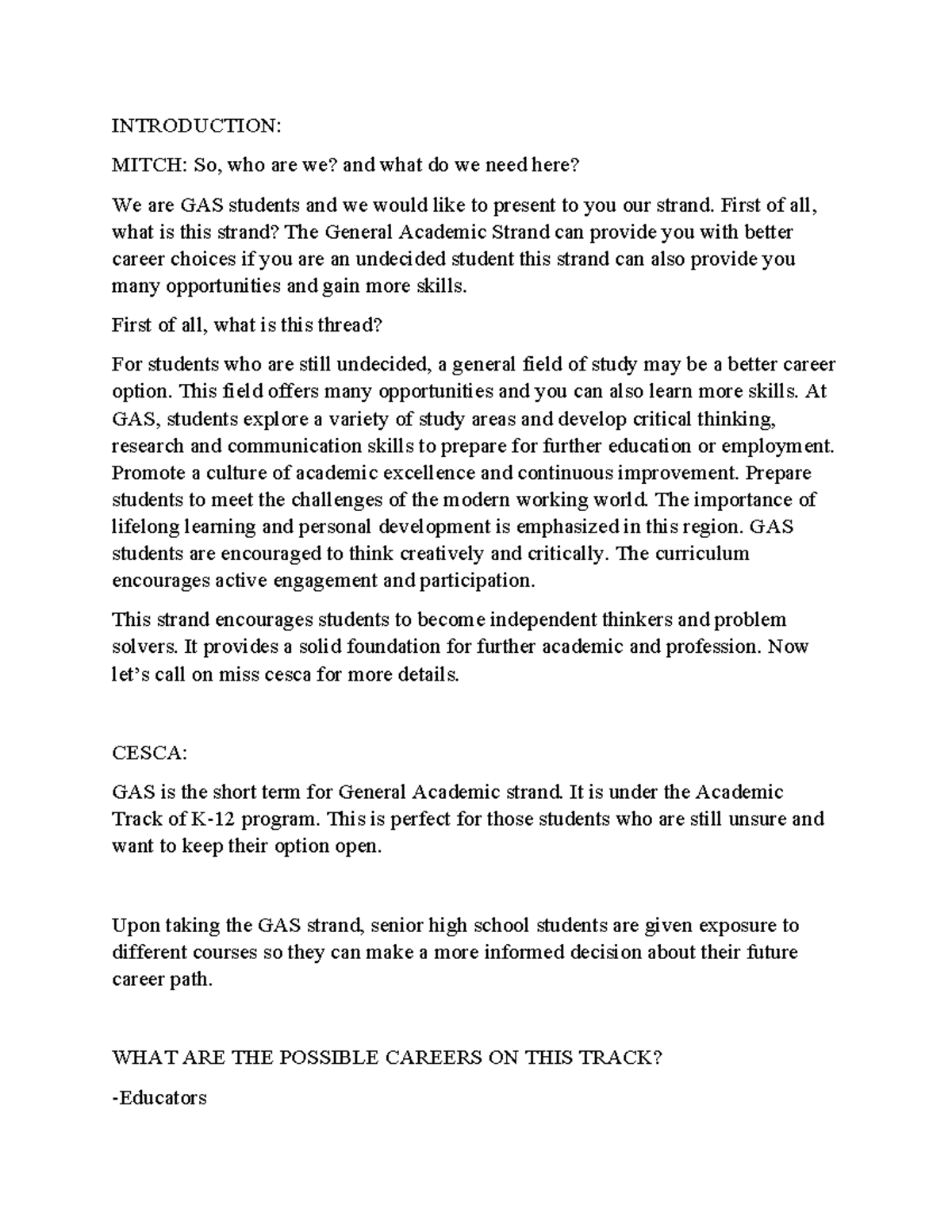 GAS- Script - zxczxczxcc - INTRODUCTION: MITCH: So, who are we? and ...