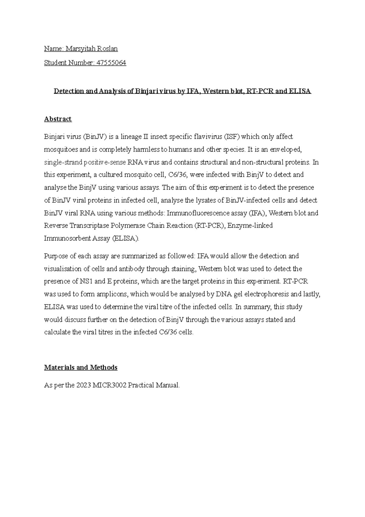 Detection and Analysis of Binjari virus by IFA - It is an enveloped ...