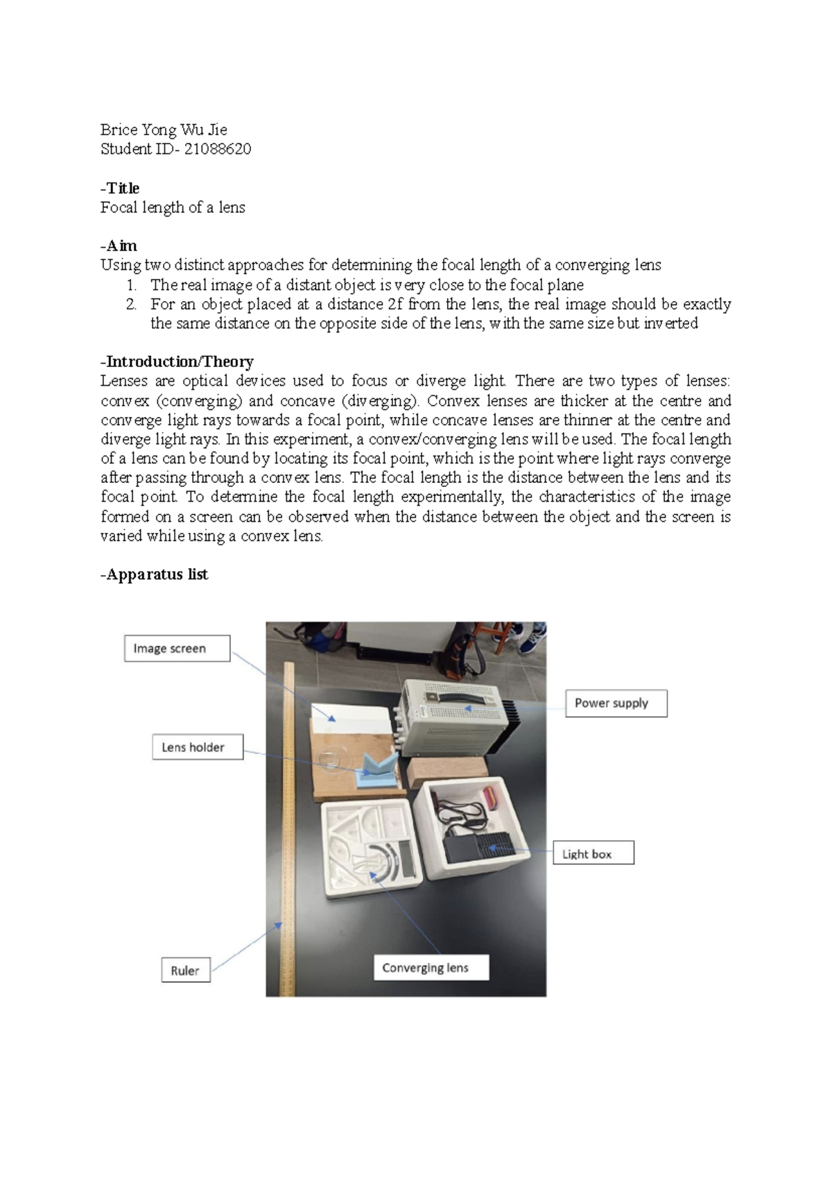 Focal Point Lab Report - Easy to understand and can get high marks ...