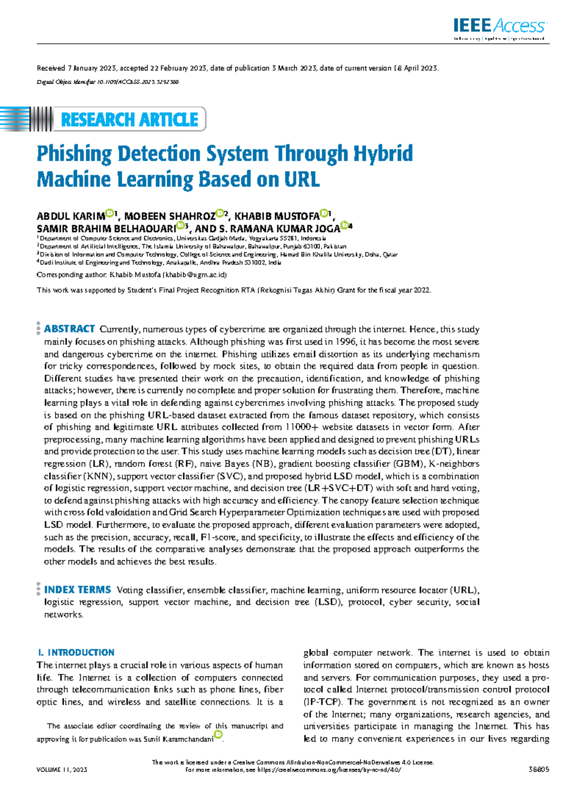 Phishing Detection System Through Hybrid Machine Learning Based On Url Received 7 January 2023