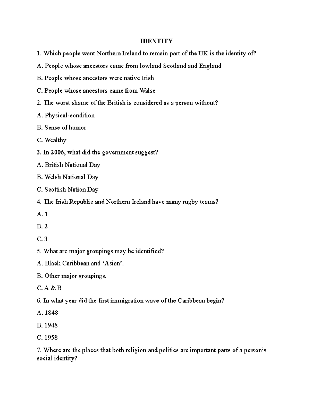 Questionfor Britain - Some questions to review Identity - IDENTITY ...