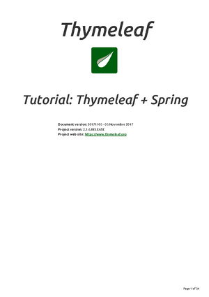 Thymeleaf - Help us - thymeleaf #thymeleaf Table of Contents About Chapter 1: Getting started ...