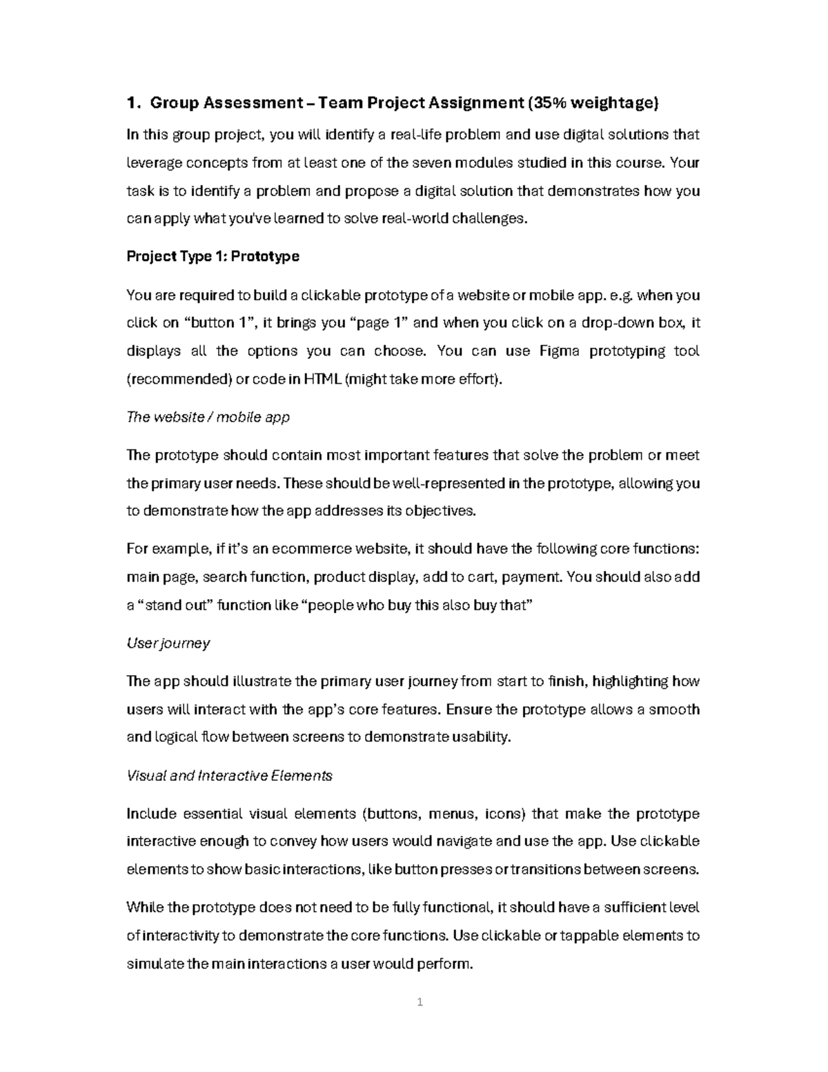 CC0002 Project Requirements - 1. Group Assessment – Team Project ...