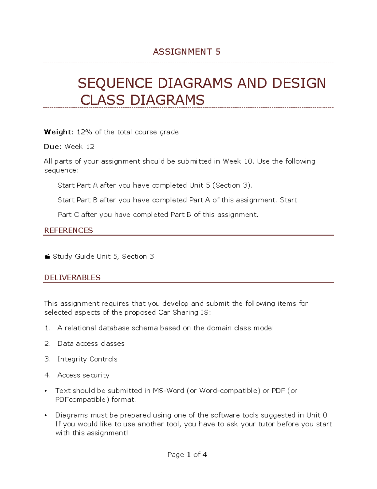 Assignment 5 - something or other info text class notes - ASSIGNMENT 5 ...