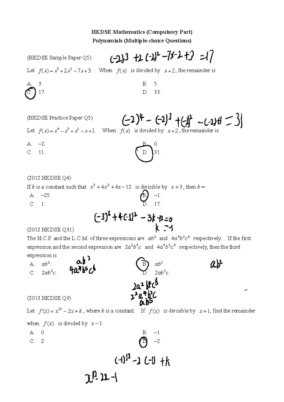 Ch4 Polynomials DSE II - Oksjsjhehrhrhrjej - HKDSE Mathematics ...