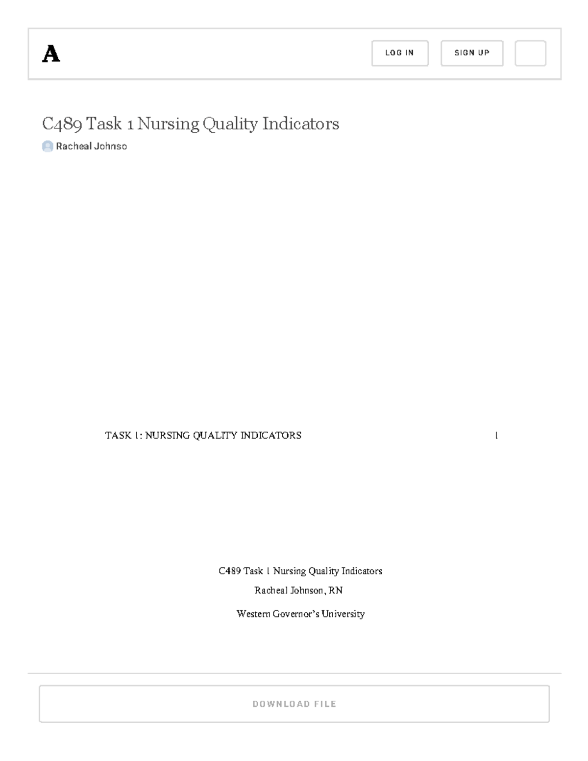 (DOC) C489 Task 1 Nursing Quality Indicators Racheal Johnso - Academia ...