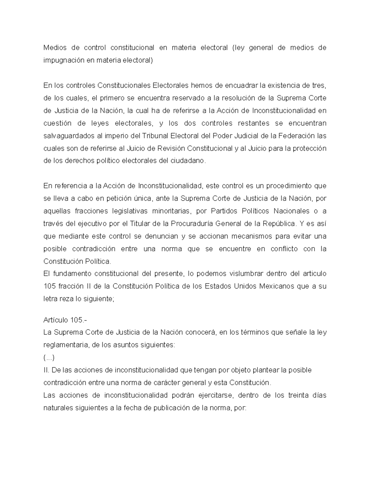 Medios de control constitucional - En referencia a la Acción de ...