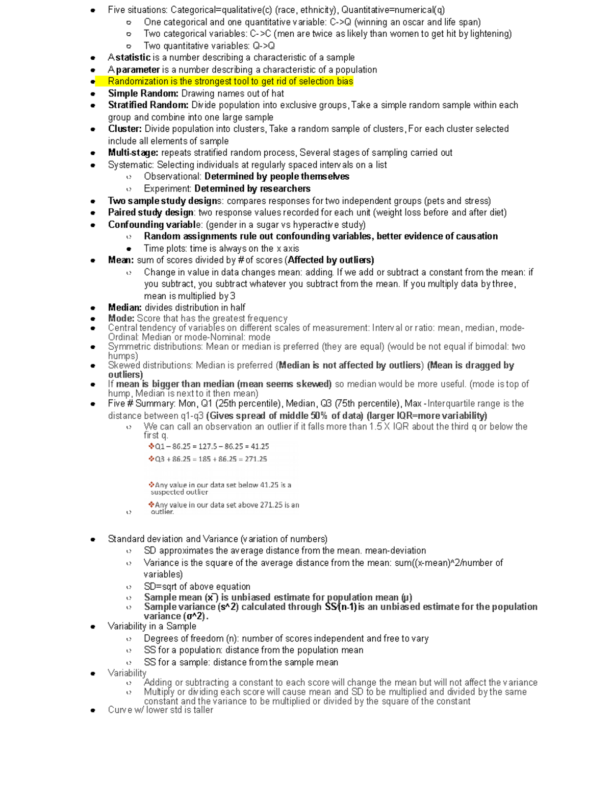 Applied Statistics Exam Notes and Guide - Five situations: Categorical ...