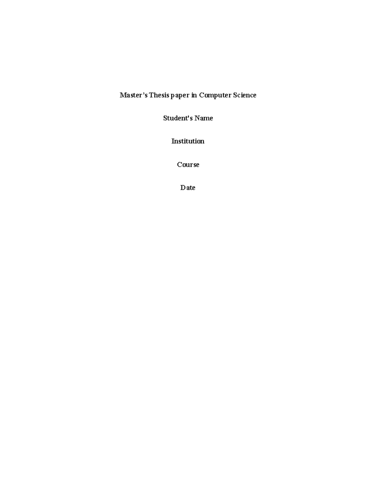 THE Masters Paper Fi NAL - Master’s Thesis paper in Computer Science ...