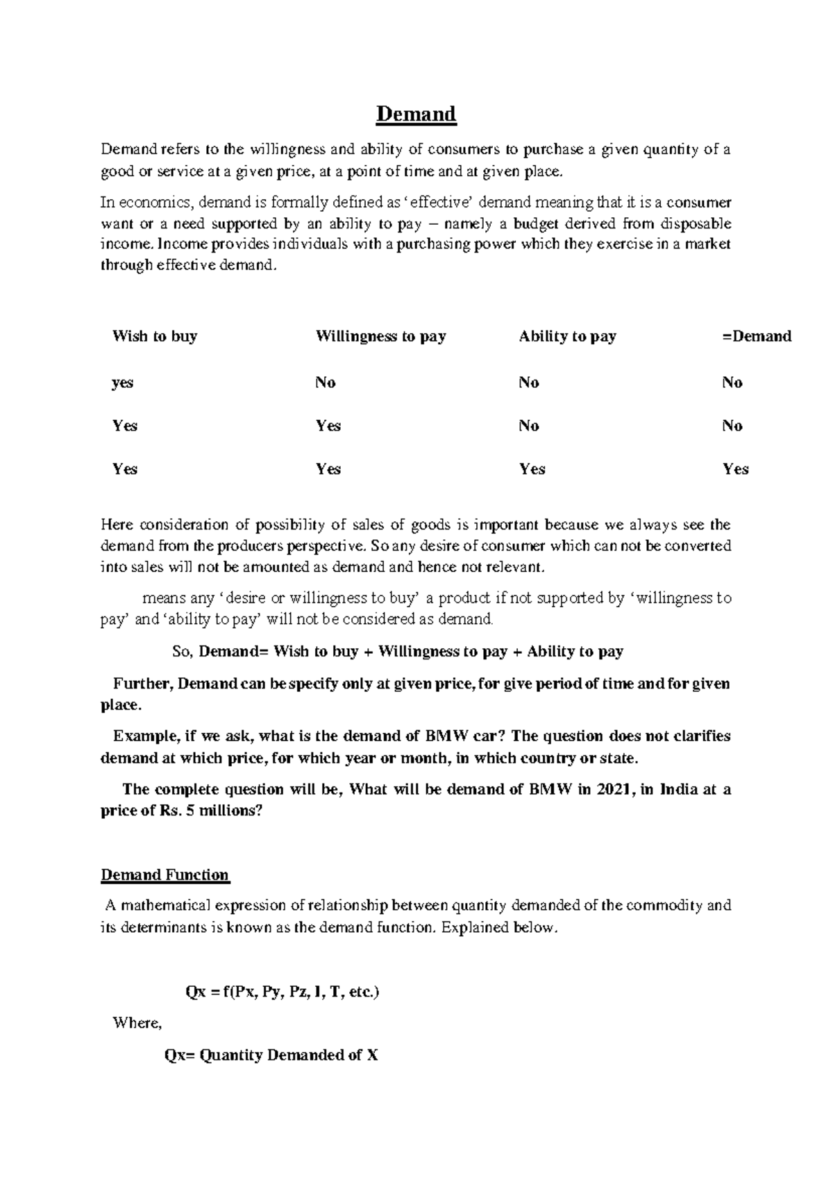 EME UNIT-2 notes - Summary Managerial Economics - Demand Demand refers ...