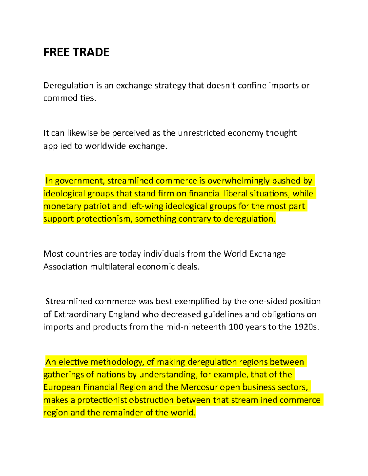 Free Trade - Useful - FREE TRADE Deregulation is an exchange strategy ...