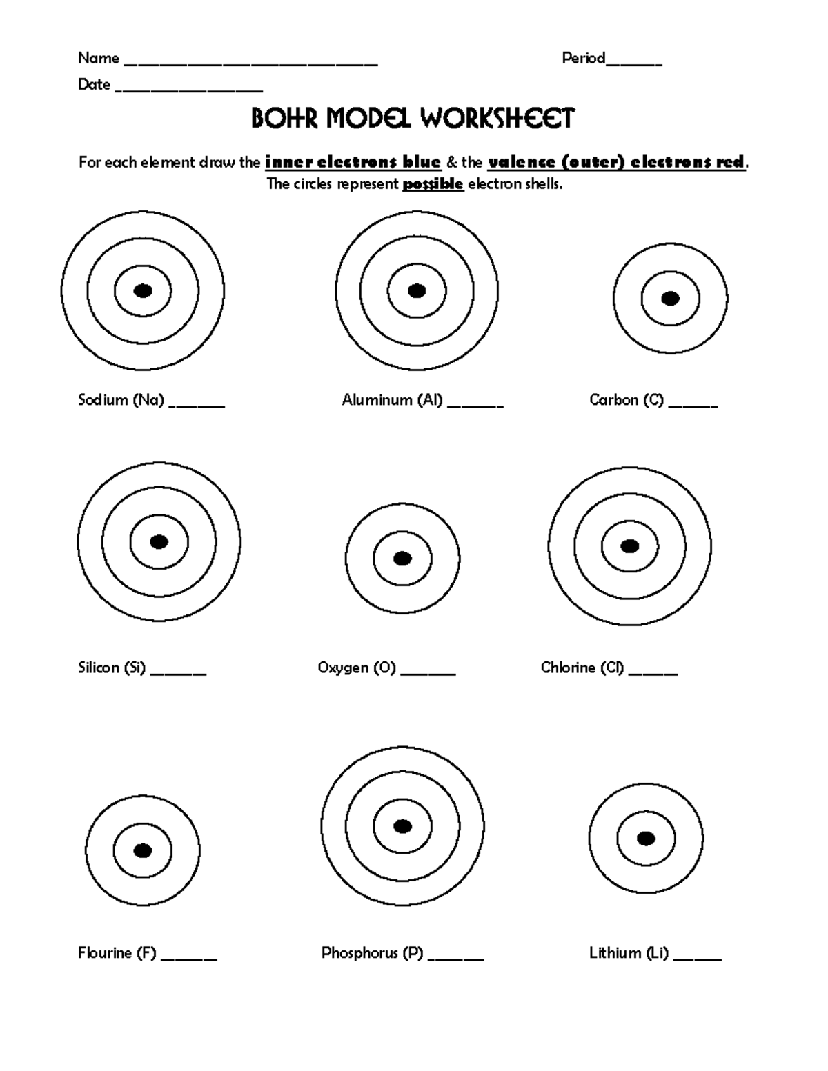 Atomic Structure Bohr models - Name ...