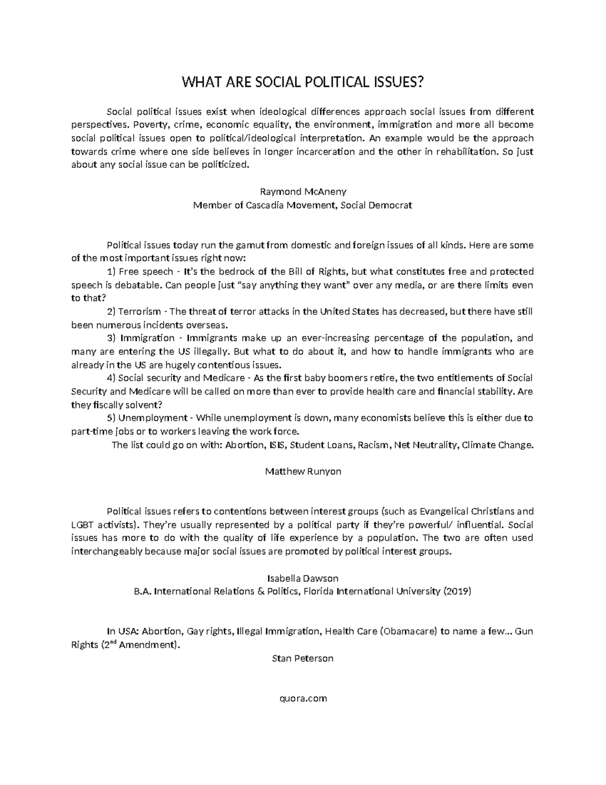 7 Social Political Issues - WHAT ARE SOCIAL POLITICAL ISSUES? Social ...