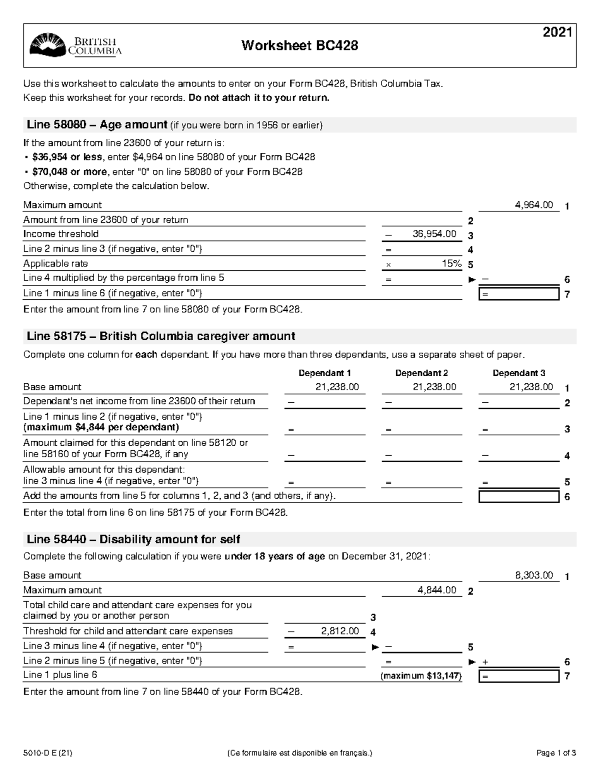 5010-D BCW-2021e - Taxes - 2021 Worksheet BC Use this worksheet to ...