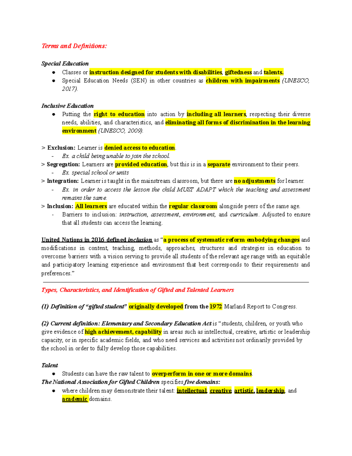 Reviewer FOR Special ED-1 - Terms and Definitions: Special Education ...